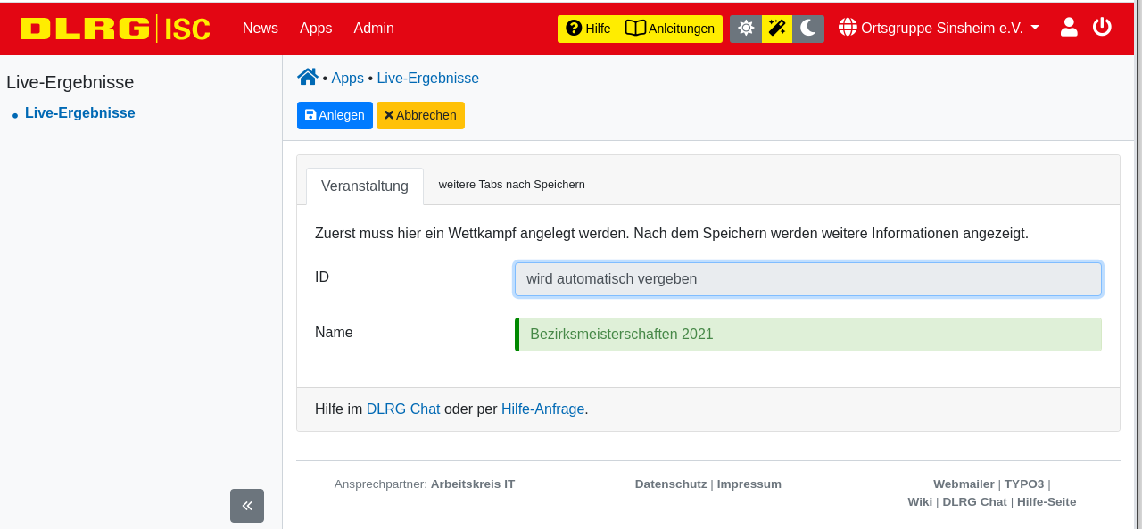 ISC-Liveergebnisse - Anleitungen - DLRG Wiki